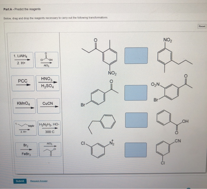 Solved Part A - Predict the reagents Below drag and drop the | Chegg.com
