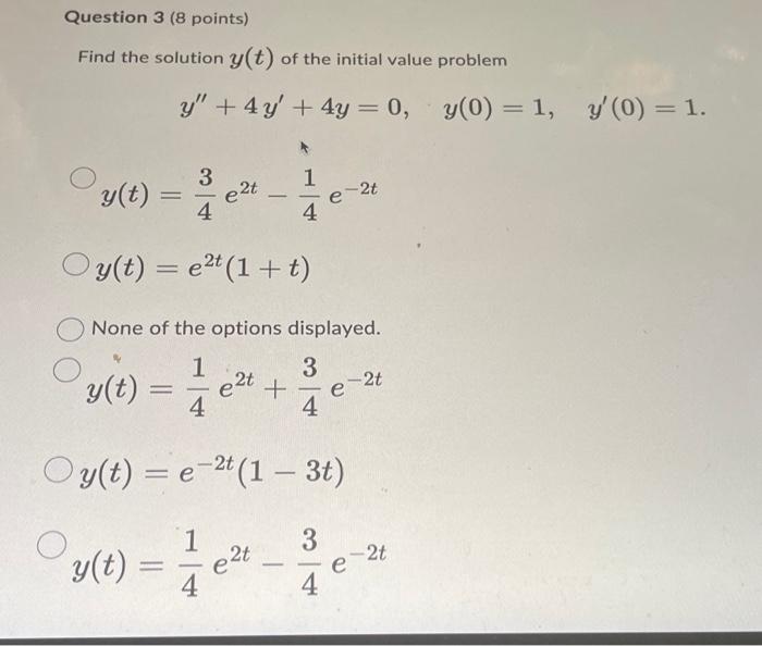 Solved Find the solution y(t) of the initial value problem | Chegg.com