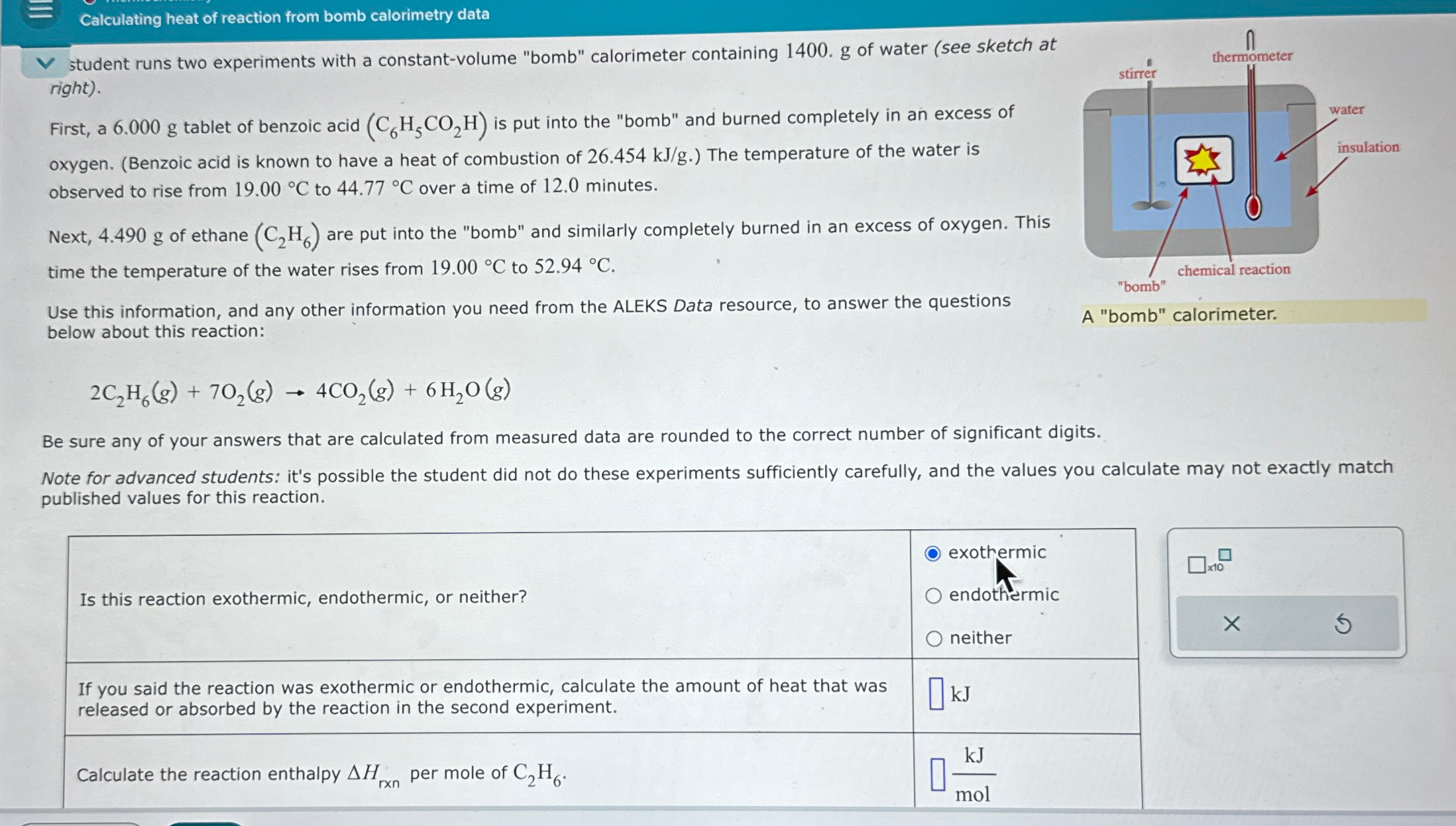 Solved Calculating heat of reaction from bomb calorimetry | Chegg.com