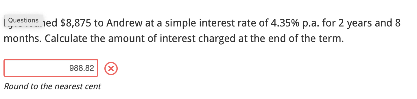 Solved Questionsled $8,875 ﻿to Andrew at a simple interest | Chegg.com