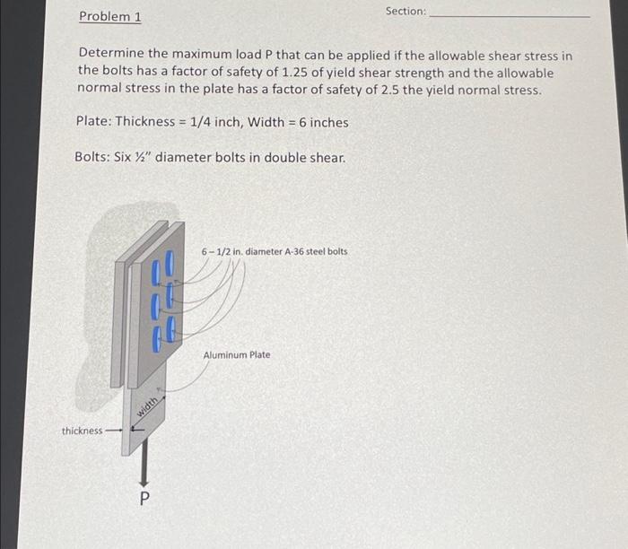 Solved Problem 1 Determine the maximum load P that can be | Chegg.com