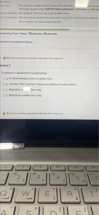 Solved structions ned Text This test has a time limit of 2 | Chegg.com
