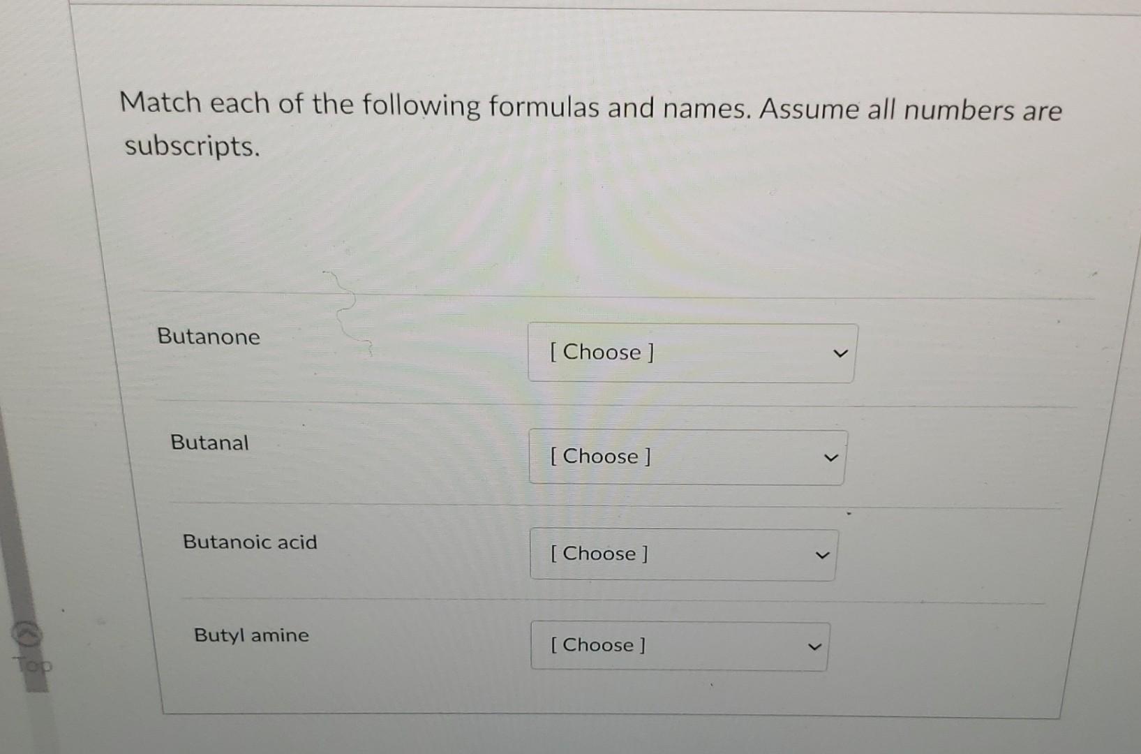 Solved Match each of the following formulas and names. | Chegg.com