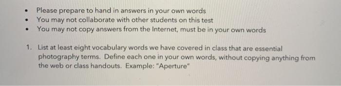Solved . . Please prepare to hand in answers in your own | Chegg.com