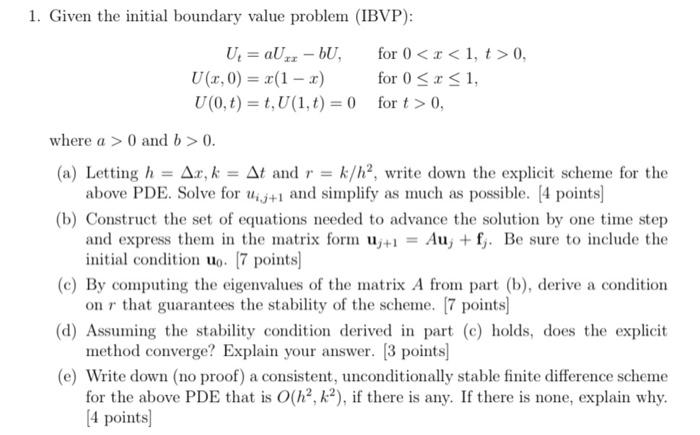 1. Given the initial boundary value problem (IBVP): | Chegg.com
