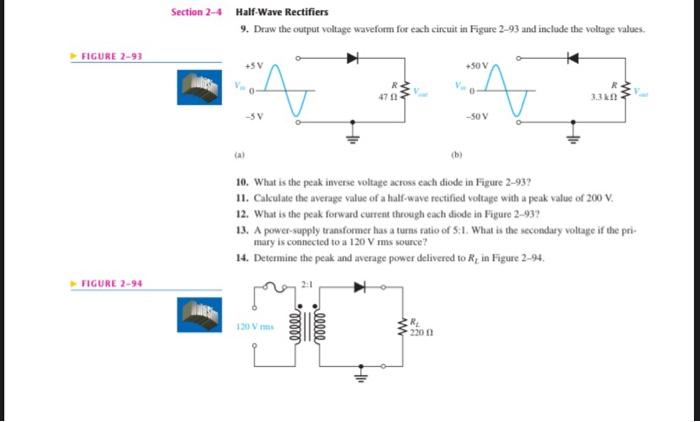 Solved Half-Wave Rectifiers 9. Draw the output voltage | Chegg.com