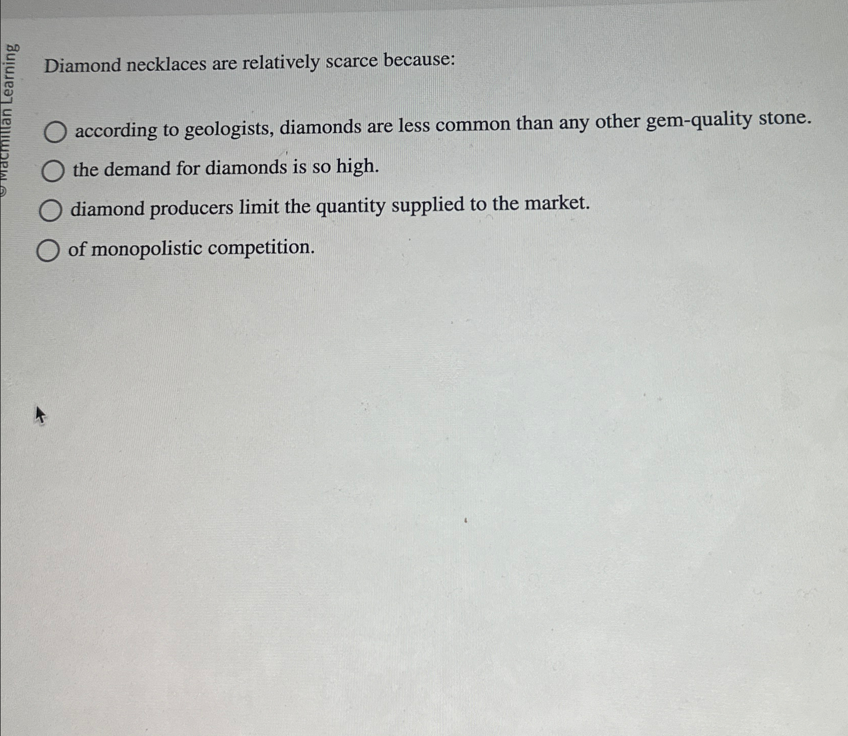 Solved Diamond necklaces are relatively scarce | Chegg.com