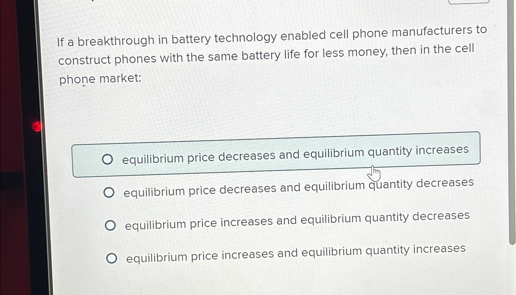 Solved If a breakthrough in battery technology enabled cell | Chegg.com