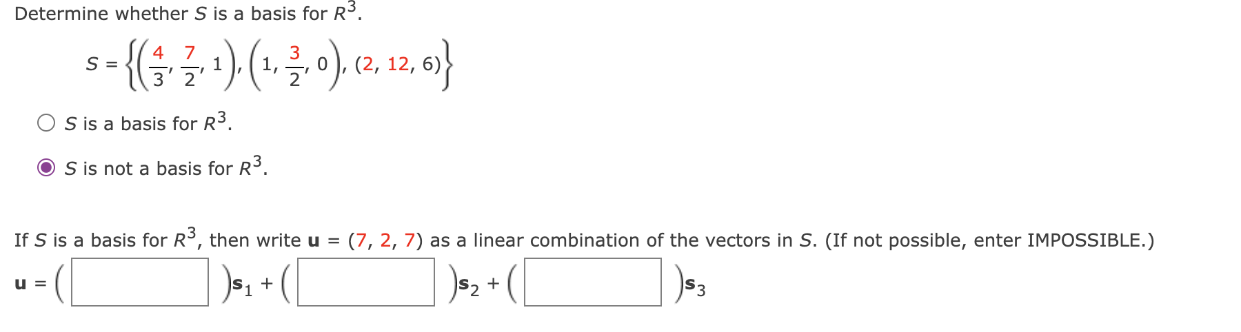 Solved Determine whether S ﻿is a basis for | Chegg.com