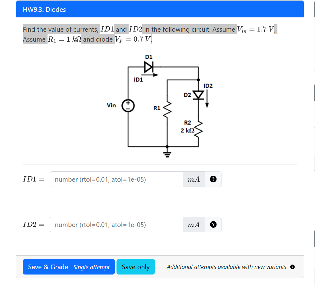 Solved Find the value of ﻿currents, ID1 ﻿and ID2 in ﻿the | Chegg.com