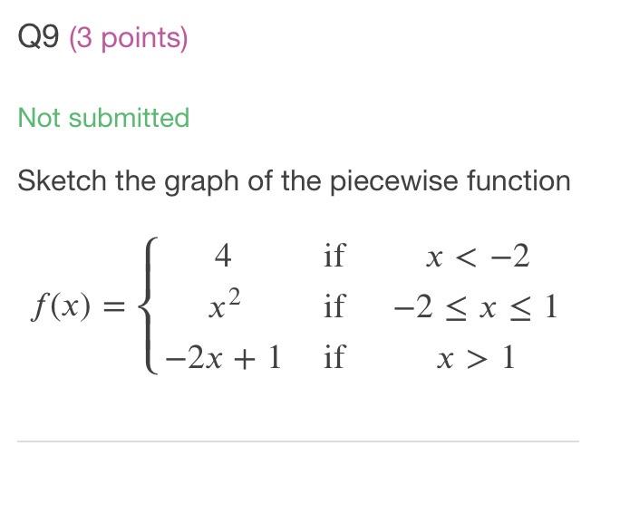 Solved Q9 (3 points) Not submitted Sketch the graph of the | Chegg.com