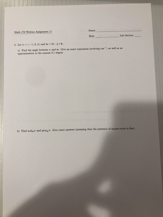 Solved Math 172 Written Assignment 11 Name: Lab Section 1. | Chegg.com