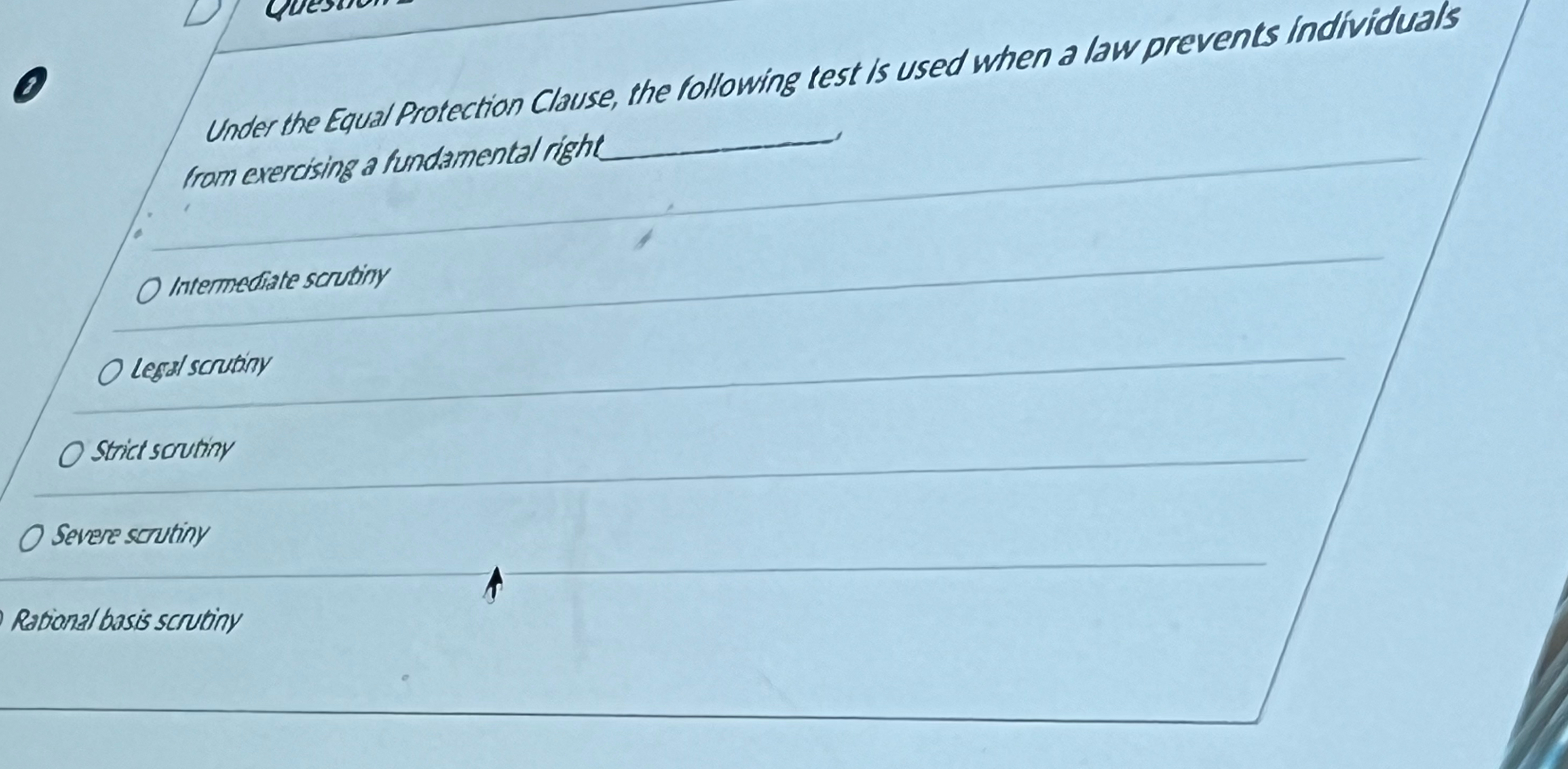 Solved Under the Equal Protection Clause, the following test | Chegg.com