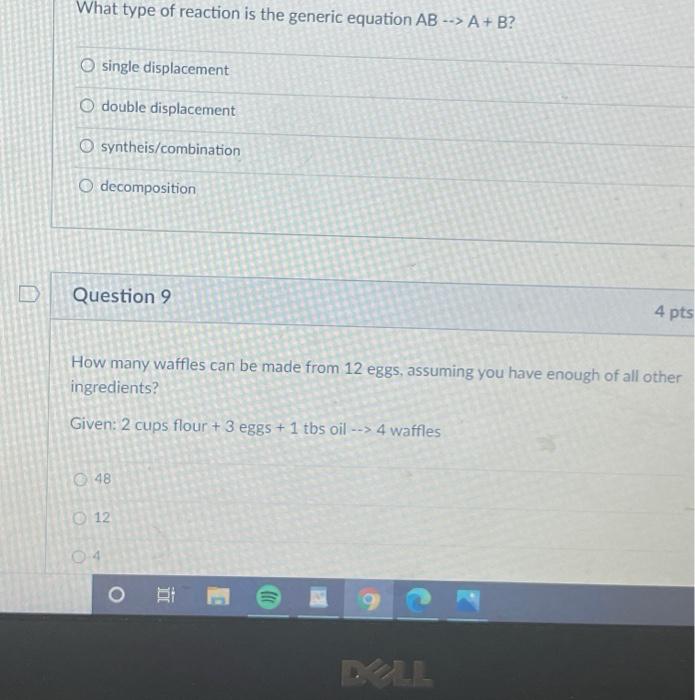 Solved What type of reaction is the generic equation AB --> | Chegg.com