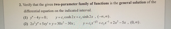 Solved Verify that the given two-parameter family of | Chegg.com