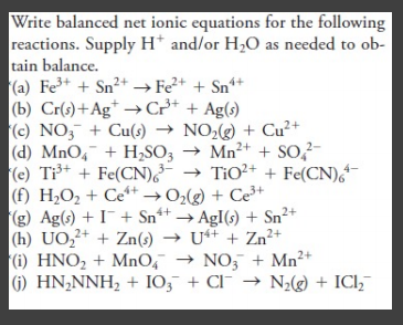 Solved Write balanced net ionic equations for the following | Chegg.com