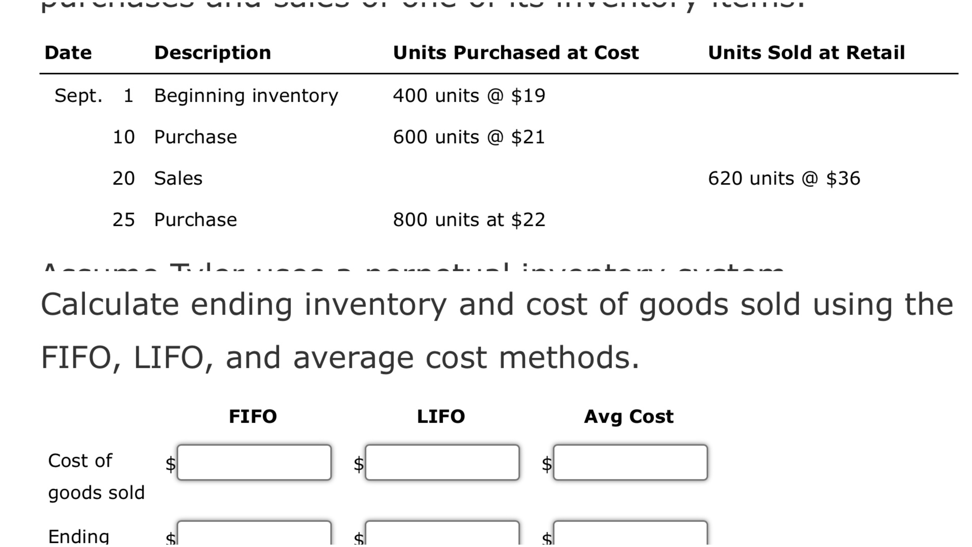 Solved \table[[Date,Description,Units Purchased at | Chegg.com