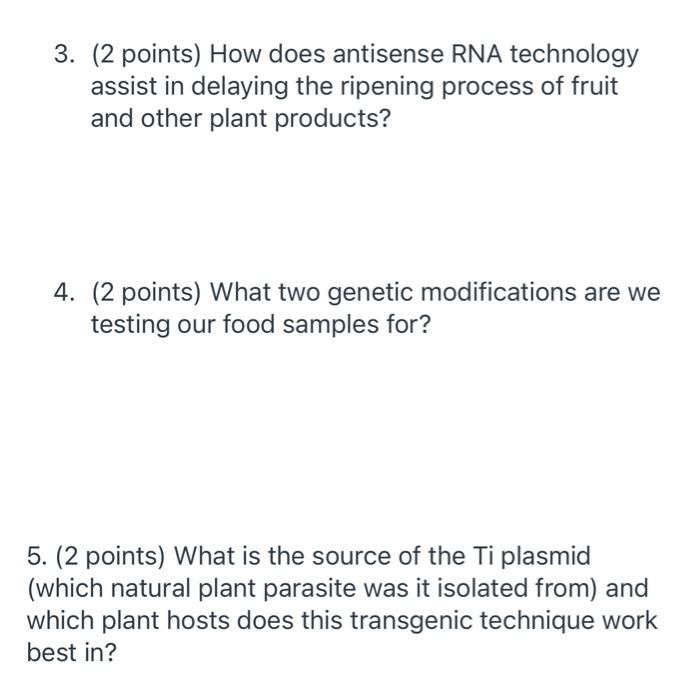 Solved 3. (2 points) How does antisense RNA technology | Chegg.com