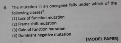Solved The mutation in an oncogene falls under which of the | Chegg.com