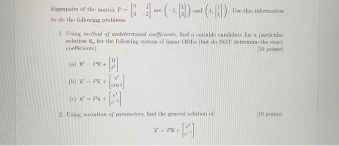 Solved 2. Using variation of parameters, find the general | Chegg.com