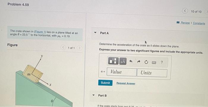 Solved The block shown in (Figure 1) has mass m=7.0 kg and | Chegg.com