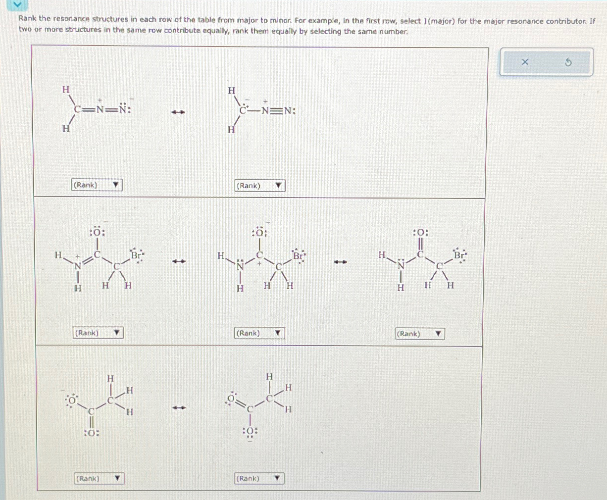 Solved Rank the resonance structures in each row of the | Chegg.com