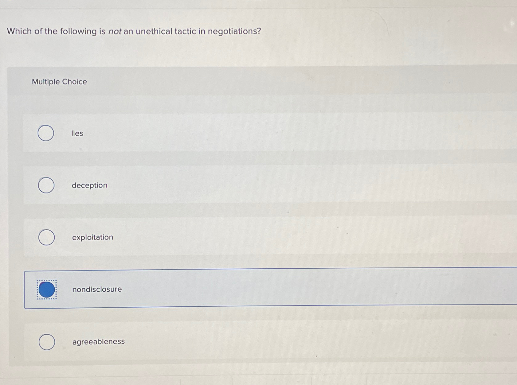 Solved Which of the following is not an unethical tactic in | Chegg.com