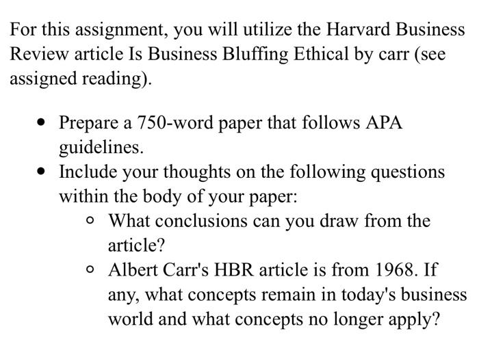 Solved Is Business Bluffing Ethical by carr What conclusions | Chegg.com