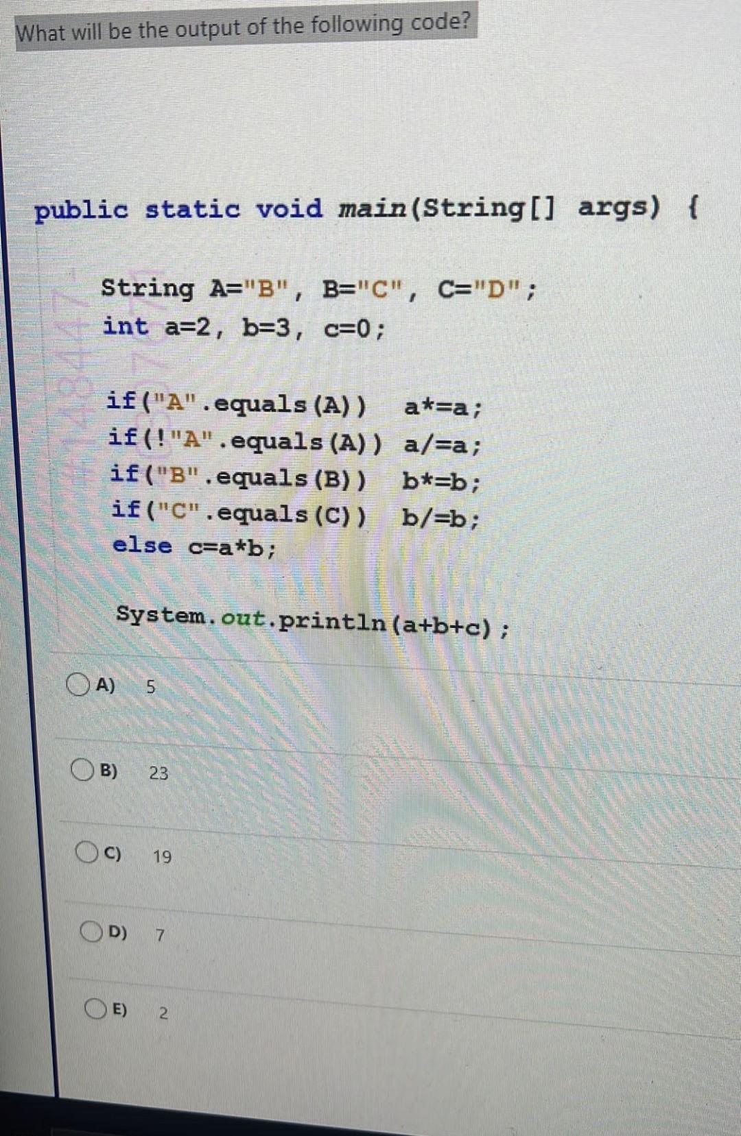 Solved What will be the output of the following code? public | Chegg.com