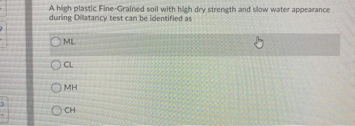Solved A high plastic Fine-Grained soil with high dry | Chegg.com