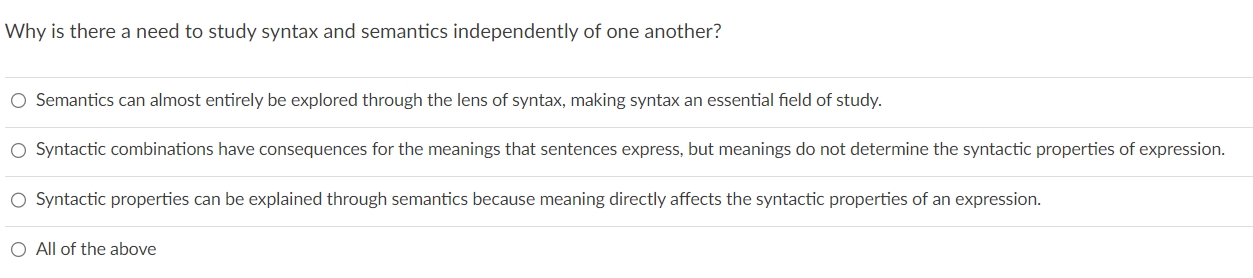 Solved Why is there a need to study syntax and semantics | Chegg.com