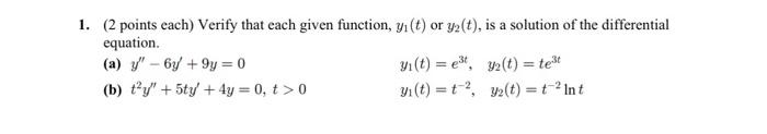 Solved 1. (2 points each) Verify that each given function, | Chegg.com