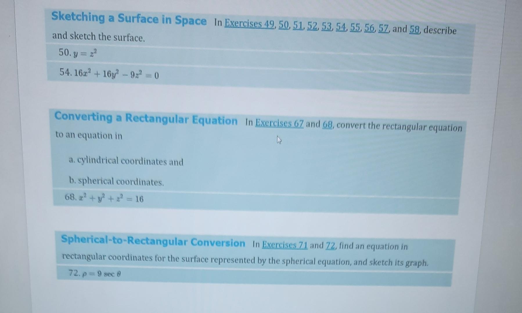 Solved Sketching a Surface in Space In Exercises | Chegg.com