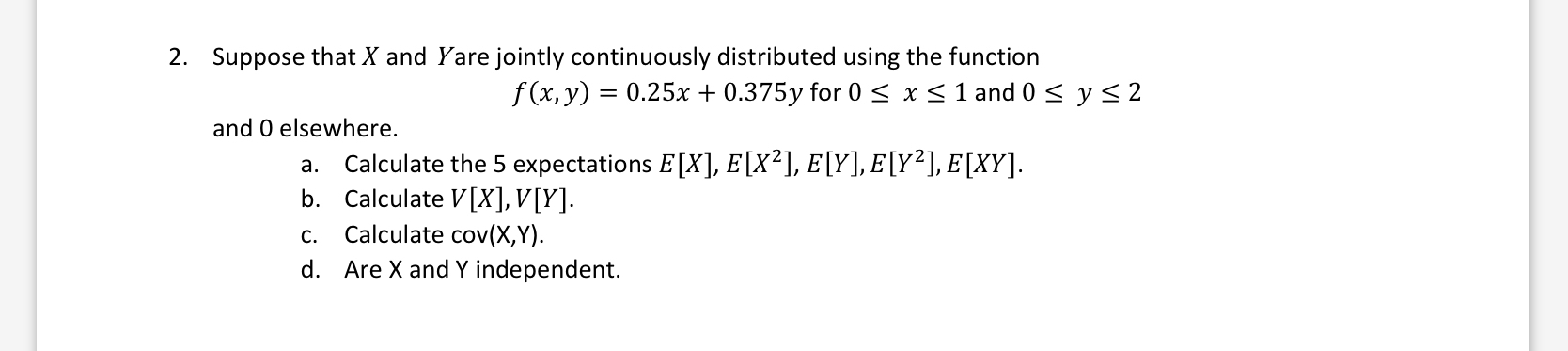 Solved Suppose that x ﻿and Y ﻿are jointly continuously | Chegg.com