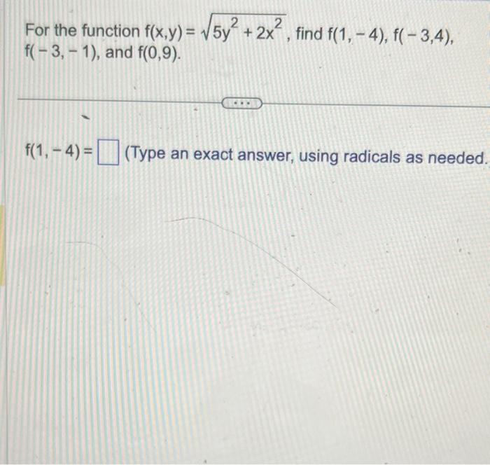 Solved For the function f(x,y)=5y2+2x2, find | Chegg.com