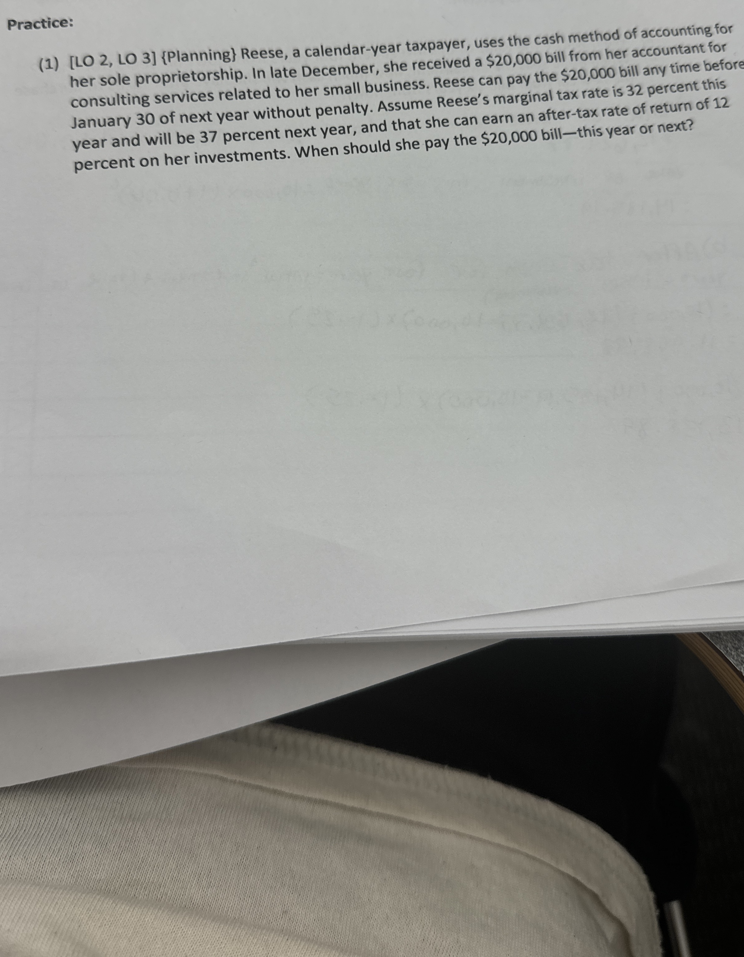 Solved Practice:(1) [LO 2, ﻿LO 3] {Planning} ﻿Reese, a | Chegg.com
