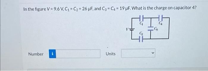 Solved In the figure V = 9.6 V, C1 C2 = 26 uF, and C3 = C4 = | Chegg.com