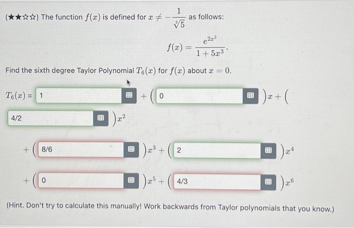 Solved (★★☆☆) The function f(x) is defined for x = To(x) = 1 | Chegg.com