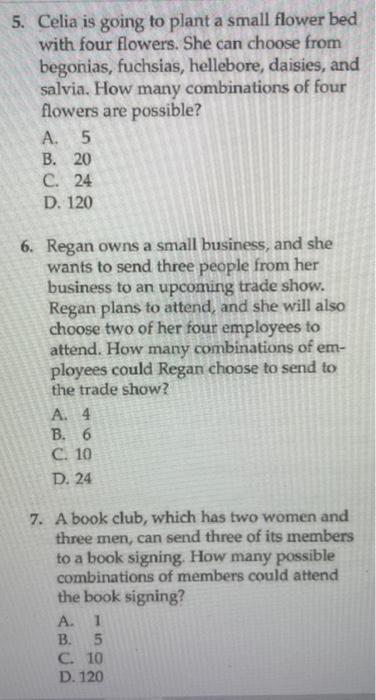 Solved 5. Celia is going to plant a small flower bed with | Chegg.com