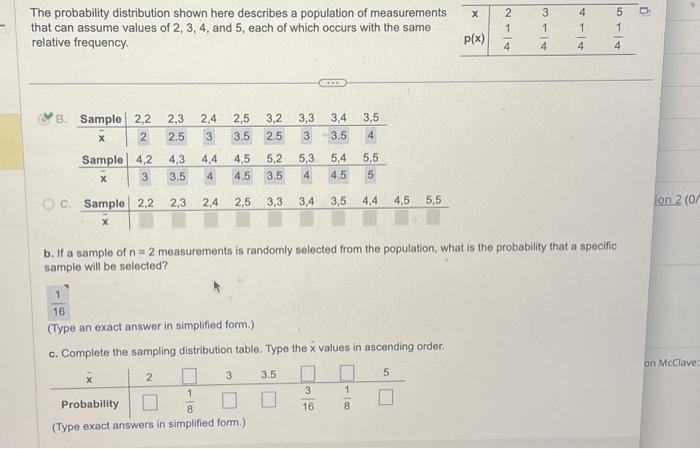 Solved The probability distribution shown here describes a | Chegg.com