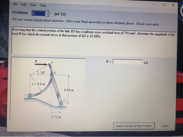 Solved File Edit View Help Problem: 4 (of 12) Do not round | Chegg.com