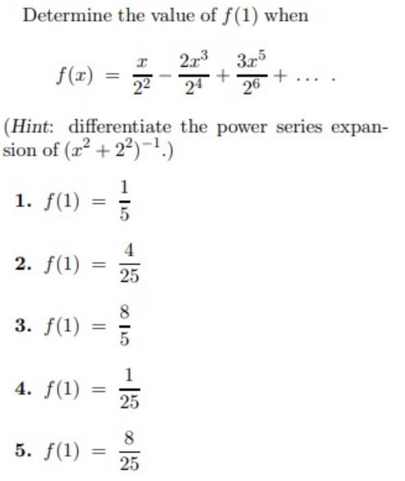 Solved Determine the value of f(1) when | Chegg.com