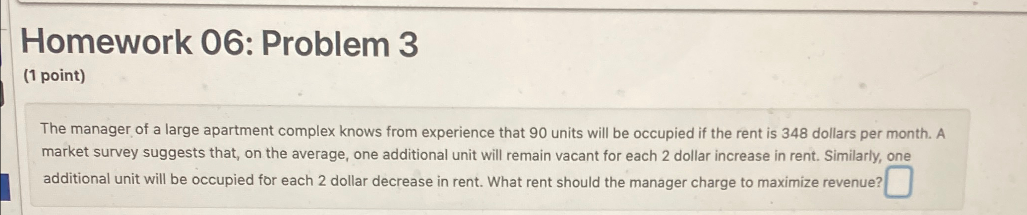 Solved Homework 06: Problem 3(1 ﻿point)The manager of a | Chegg.com