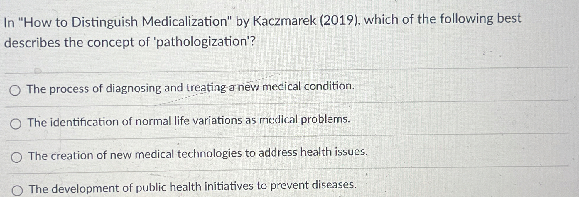 Solved In "How to Distinguish Medicalization" by Kaczmarek | Chegg.com