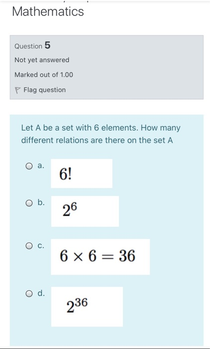 Solved Mathematics Question 5 Not yet answered Marked out of | Chegg.com