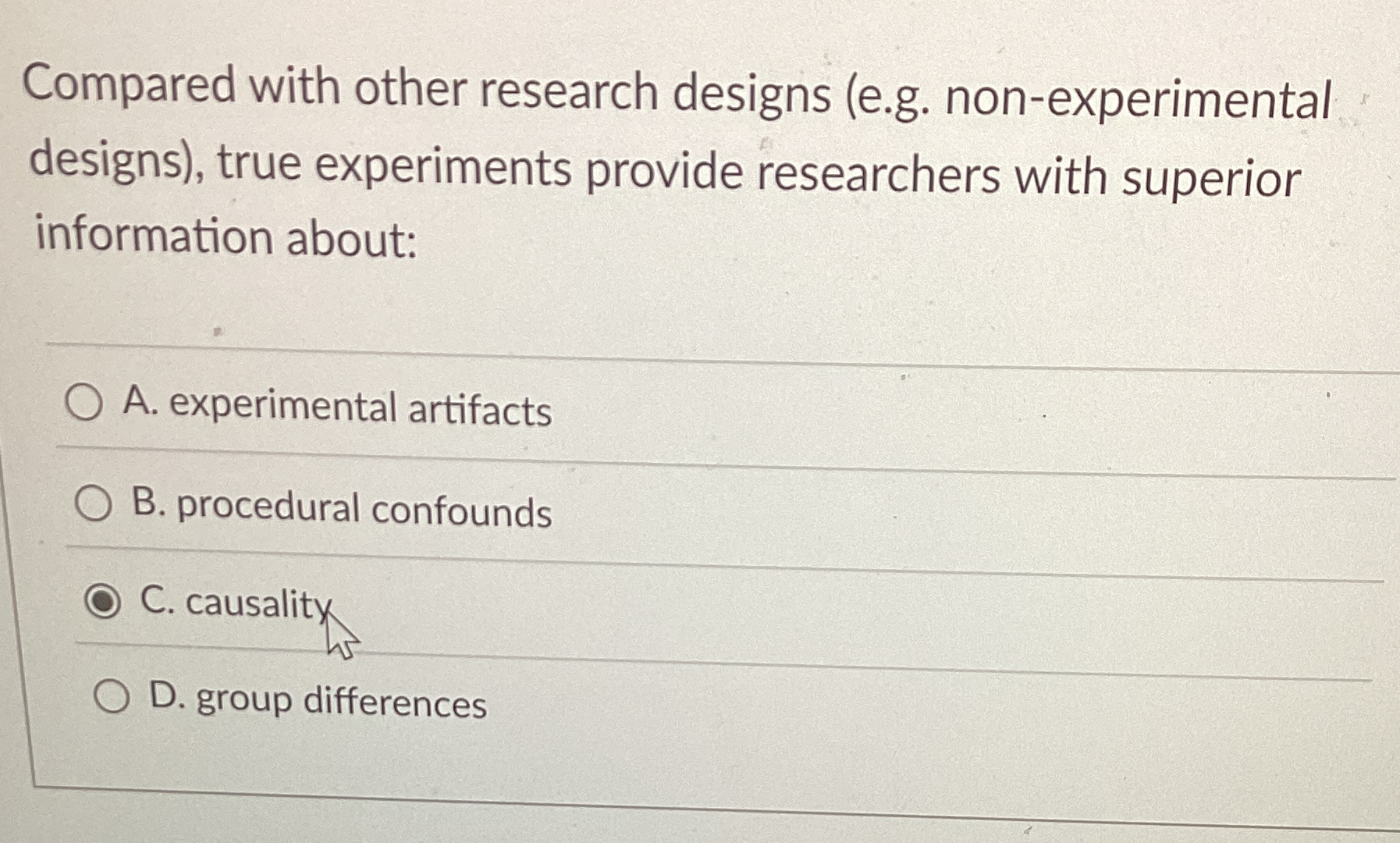 Solved Compared with other research designs (e.g. | Chegg.com