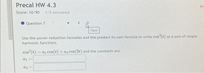 Solved Use The Power Reduction Formulas And The