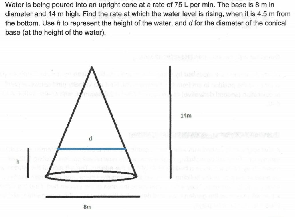 Solved Water is being poured into an upright cone at a rate | Chegg.com