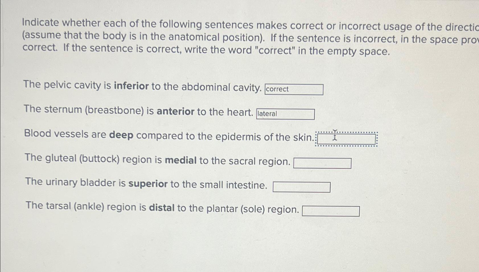 Solved Indicate whether each of the following sentences | Chegg.com