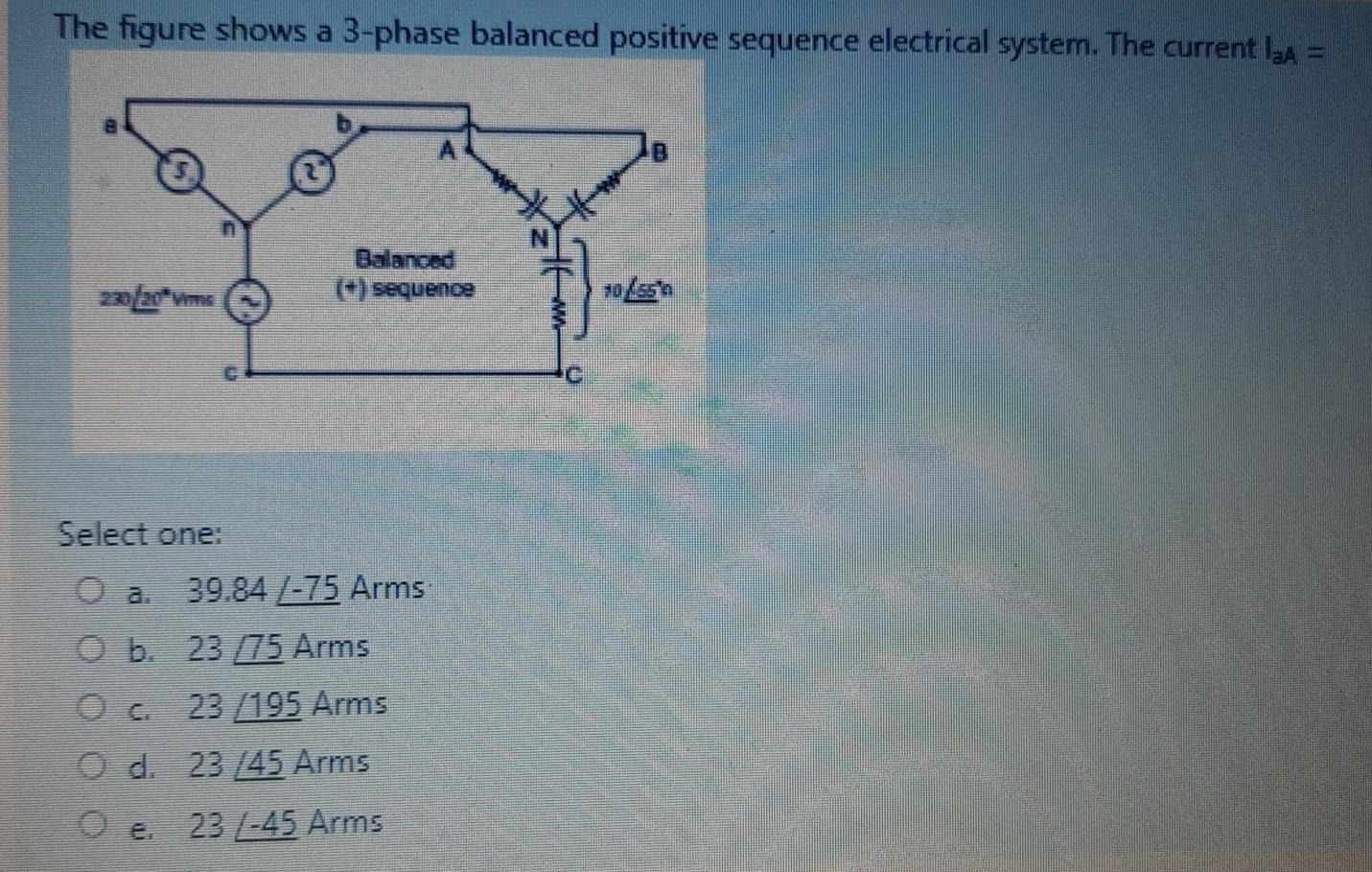 Solved The figure shows a 3-phase balanced positive sequence | Chegg.com